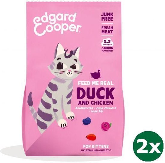 Edgard & cooper kitten eend / kip kattenvoer 2x 2 kg | bol