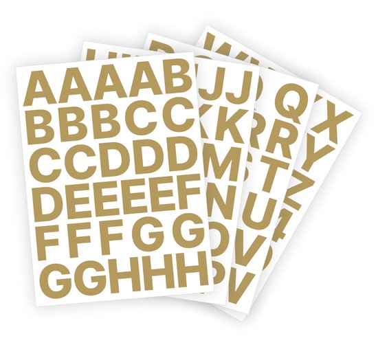 Letter stickers / Plakletters - Stickervellen Set - Metallic Goud - 4cm ...