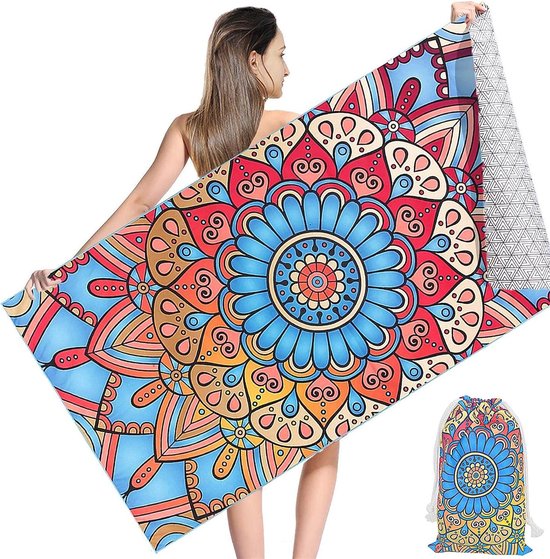 Strandhanddoek 180 x 90 cm, microvezel strandhanddoek met tas ...