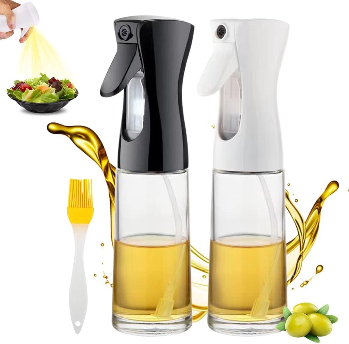 Oliesproeier fles 220 ml, oliespuitfles glas, oliesproeier verstuiver ...