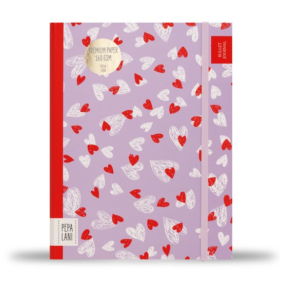 Pepa lani bullet journal PRO - small hearts lila/white | bol