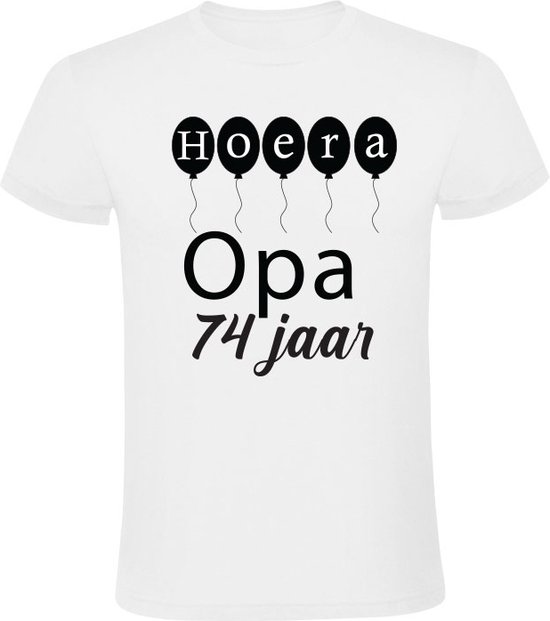 Hoera opa 74 jaar Heren T-shirt - verjaardag - feest - opa ...