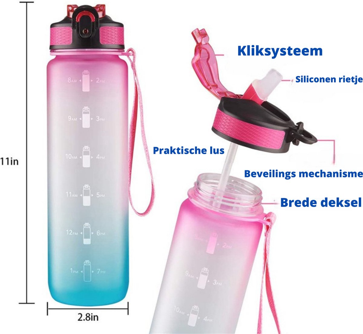 Drinkfles 1 Liter - Sport Bidon - 1L fles - 1000ML - Lebonn | bol.com
