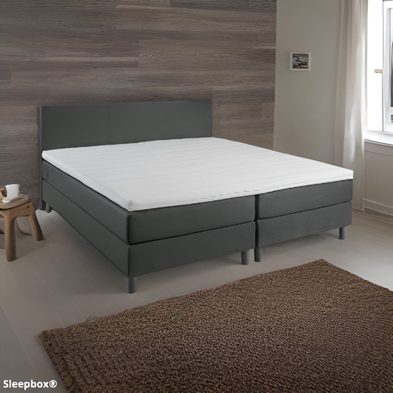 Sleepbox ® - Boxspring 140x200 - Antraciet - Luxe pocketvering 7 zone ...