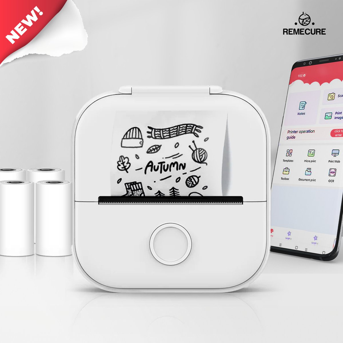 Remecure® - Mini Printer voor Mobiel - Fotoprinter voor Smartphone ...