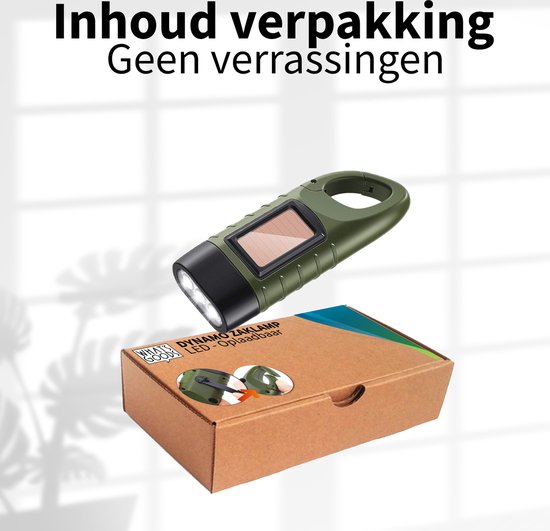 What's Goods® Dynamo opwindbare/oplaadbare LED zaklamp met karabijnhaak ...