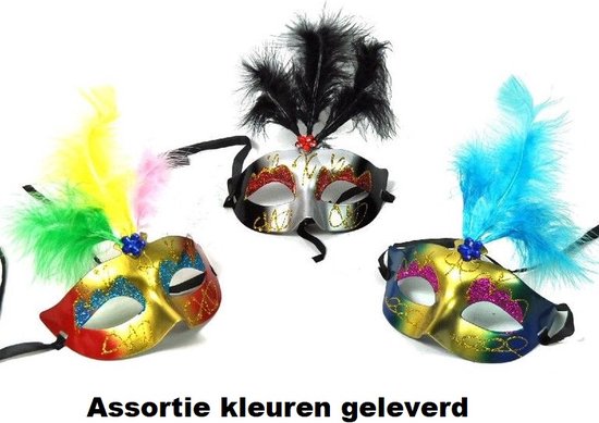 3x Venetiaans masker Valentino assortie kleuren - Oog masker - Thema ...