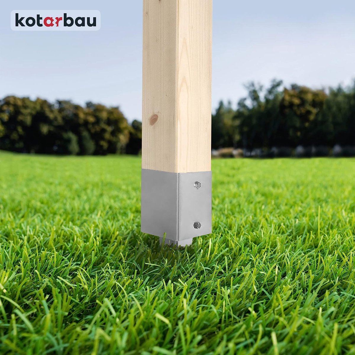 Ancrage au sol 60 x 60 x 750 mm, support de poteau, douille de frappe ...