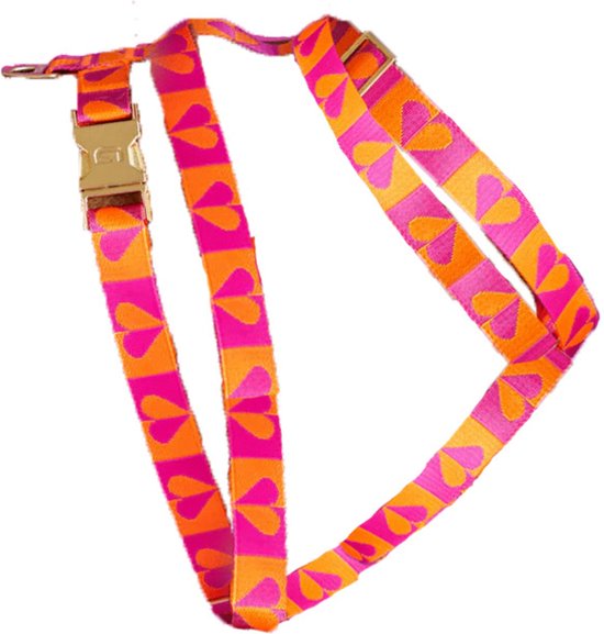 Dogguo Heart Harness Oranje&Raspberry - Hondentuig - 24-38 cm | bol.com