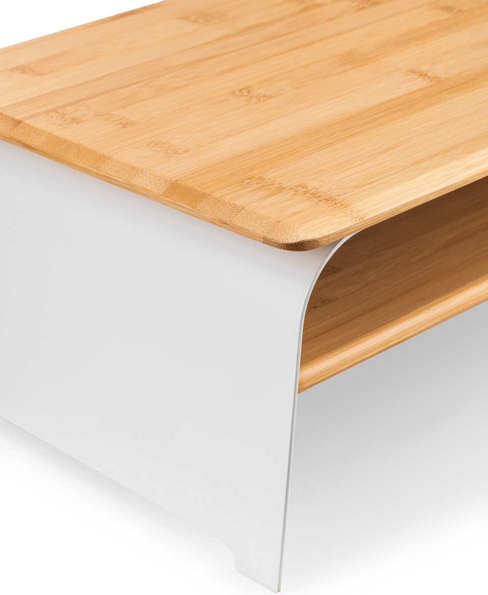 Kos Design - Monitorstandaard - Wit - Staal en Bamboe - kantoor ...