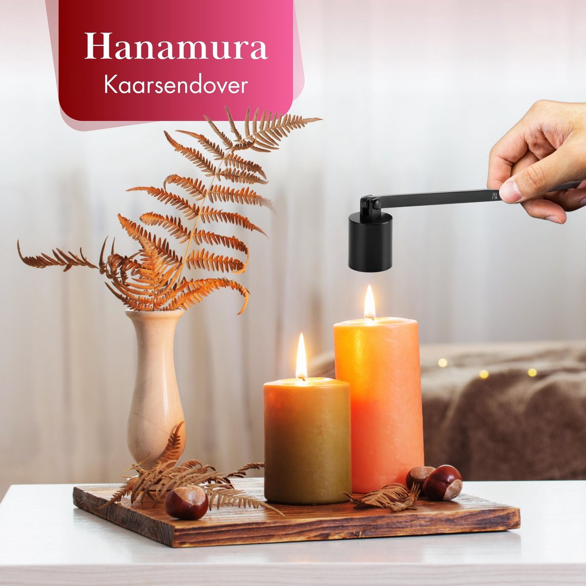 Hanamura Kaarsendover – Candle Snuffer – Zwart – RVS | bol
