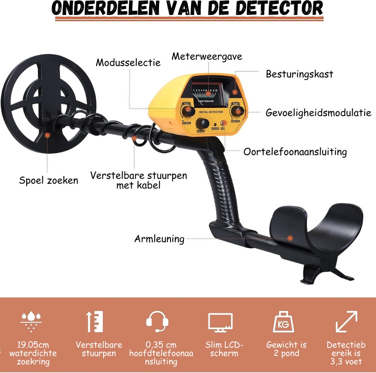 metaaldetector voor volwassen - Waterdicht - metaaldetector ...