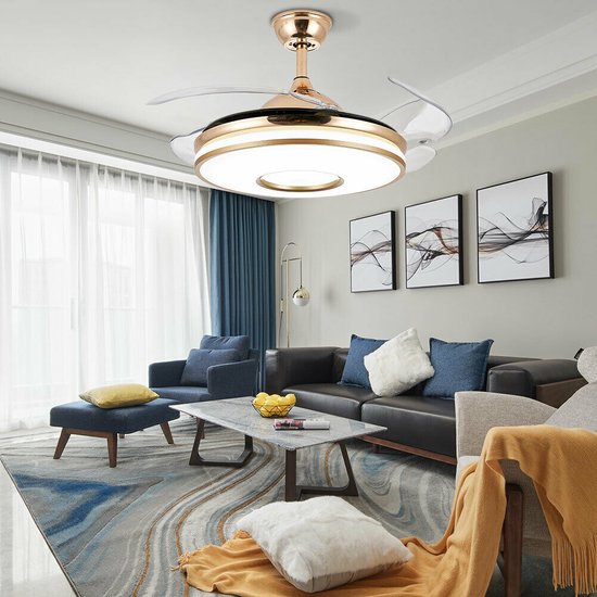 Ventilator Lamp - Plafondventilator - Hanglamp Ventilator - Goud ...