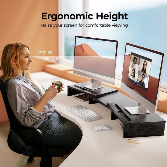 Sounix Monitor standaard - Verstelbare monitorstandaard riser voor 2 ...