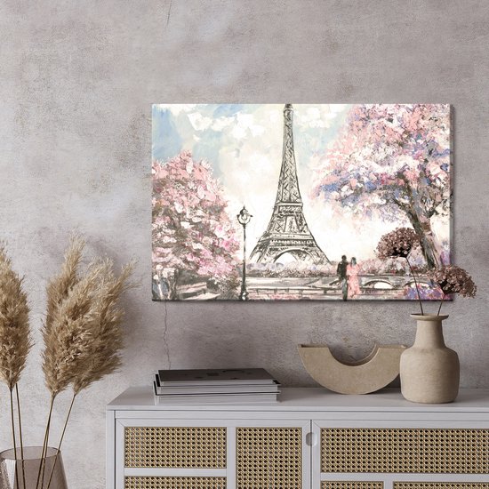 Schilderijkoning - Canvas Schilderij Romantisch Plaatje Van Parijs - 90 ...