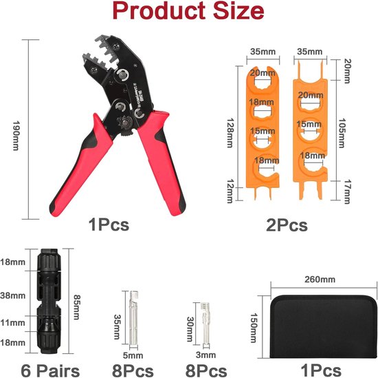 Pince à sertir solaire, jeu d'outils pour câble solaire PV de 2,5/4/6 mm², fiche de... | bol.com