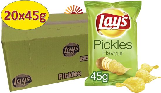Lays Pickles Chips displaydoos - 20 x 45 Gram - 45 gram versie !! | bol
