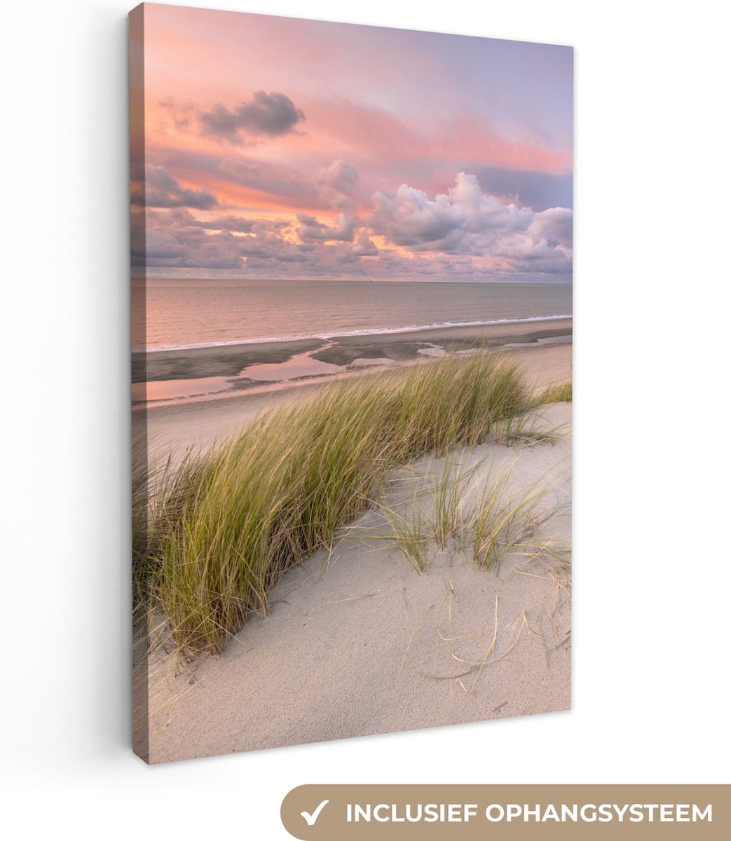 Canvas schilderij - Strand - Duin - Zee - Lucht - Planten - Schilderijen op canvas -... | bol