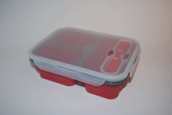 Opvouwbaar bakje - Rood - Lunchbakje - Broodtrommel - 1000ml | bol