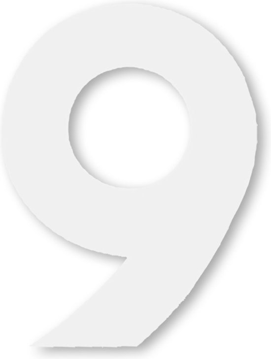 Huisnummer kliko sticker - Nummer 9 - Klein wit - container sticker ...