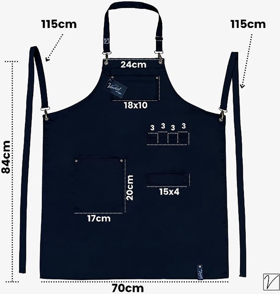 klassieke Barista schort - geheel in zwart | Schort voor dames en heren ...