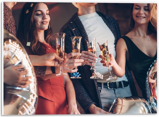 PVC Schuimplaat - Feest - Champagne - Vrienden - Proosten -Ballonnen ...
