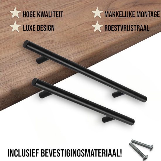 Handgreep Zwart T-Greep - 10 Stuks - 96mm - Hoge Kwaliteit - Metaal ...