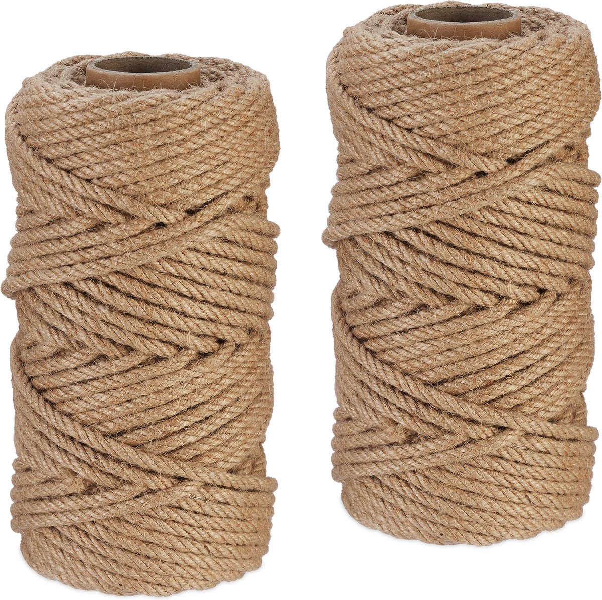 Relaxdays jute touw - set van 2 - touw op rol - 6 mm dik - 50 m per ...