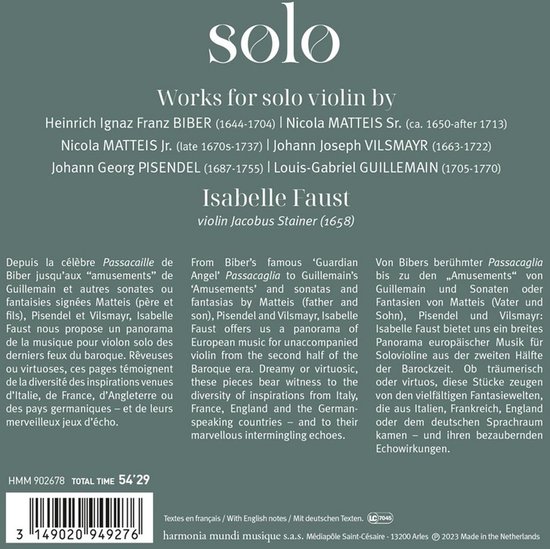 Isabelle Faust - Solo Matteis, Pisendel, Biber, Guillemain & Vilsmayr ...