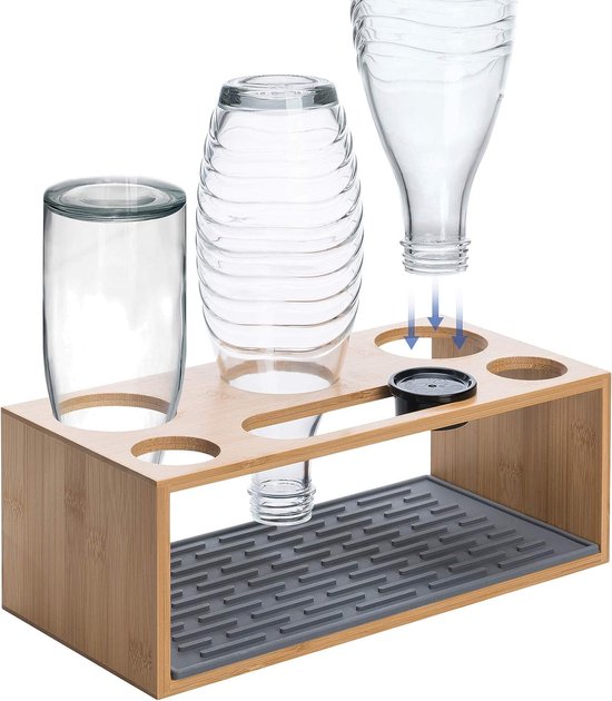 Flessenhouder, glazen flessenhouder met siliconen afdruipmat en ...