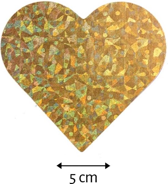 15 Stickers Hart van Goud met Glitters - Grote Stickers Gouden Hart ...