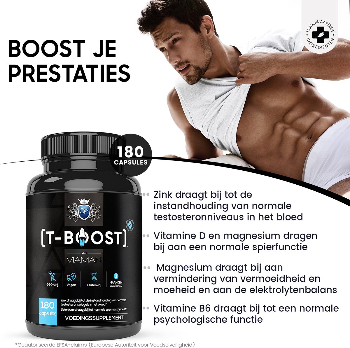 Viaman Testosterone Booster capsules - 180 natuurlijke libido pillen ...