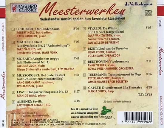 Meesterwerken, oa Jaap van Zweden, Henk Poort Arno Bornkamp, Manja ...