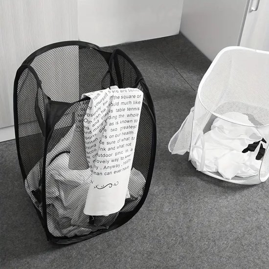 Opvouwbare wasmand zwart - pop up wasmand - wasmand voor op reis ...