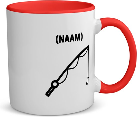 Akyol - vissen mok met eigen naam koffiemok - theemok - rood - Vissen ...