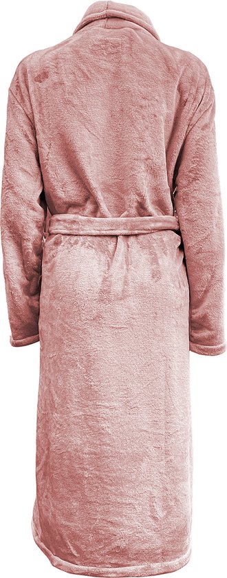 LINNICK Flanel Fleece Uni Badjas - Rose - XL - Badjas Dames - Badjas ...