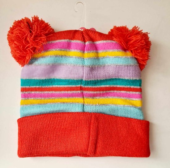 Hello Kitty Muts Junior Acryl Rood/Roze/Blaw/Groente met streppen One ...