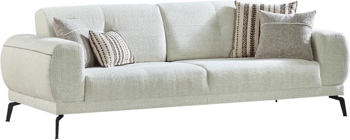 PASCAL MORABITO Canapé trois places en tissu blanc ivoire avec texture ...