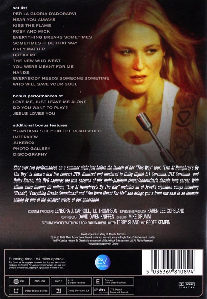 Jewel - Live At Humphrey's By The Bay (Dvd) | Dvd's | bol