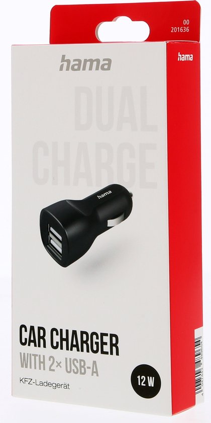 Hama Auto-oplader, 2x USB-A, 12 W, zwart | bol