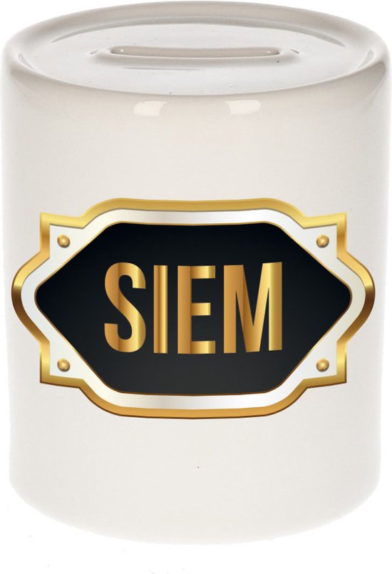 Siem naam cadeau spaarpot met gouden embleem - kado verjaardag ...