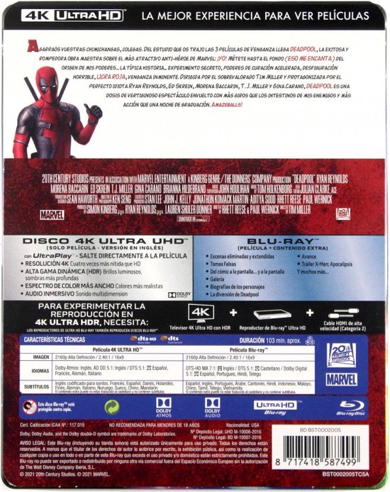 Deadpool [Blu-Ray 4K]+[Blu-Ray], Ed Skrein | Dvd's | bol