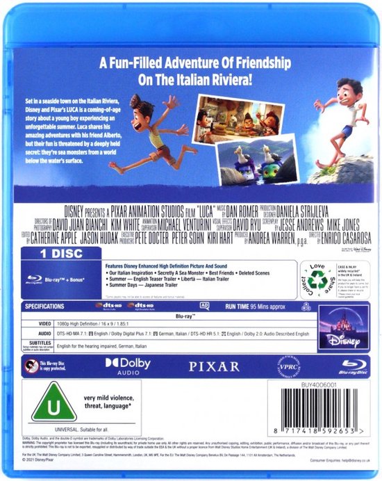 Luca (Blu-ray), Jack Dylan Grazer | Dvd's | bol