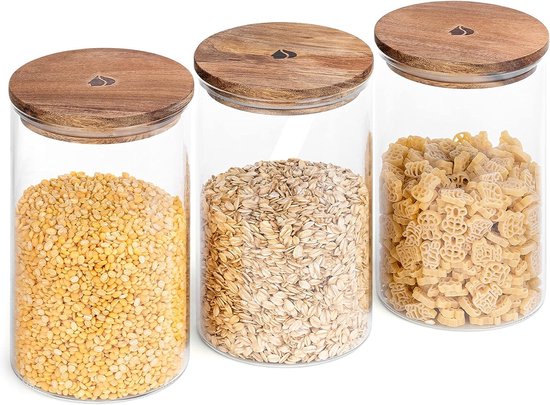 3x Glazen Voorraadpotten 1L - Luchtdichte Voedselbakjes met ...