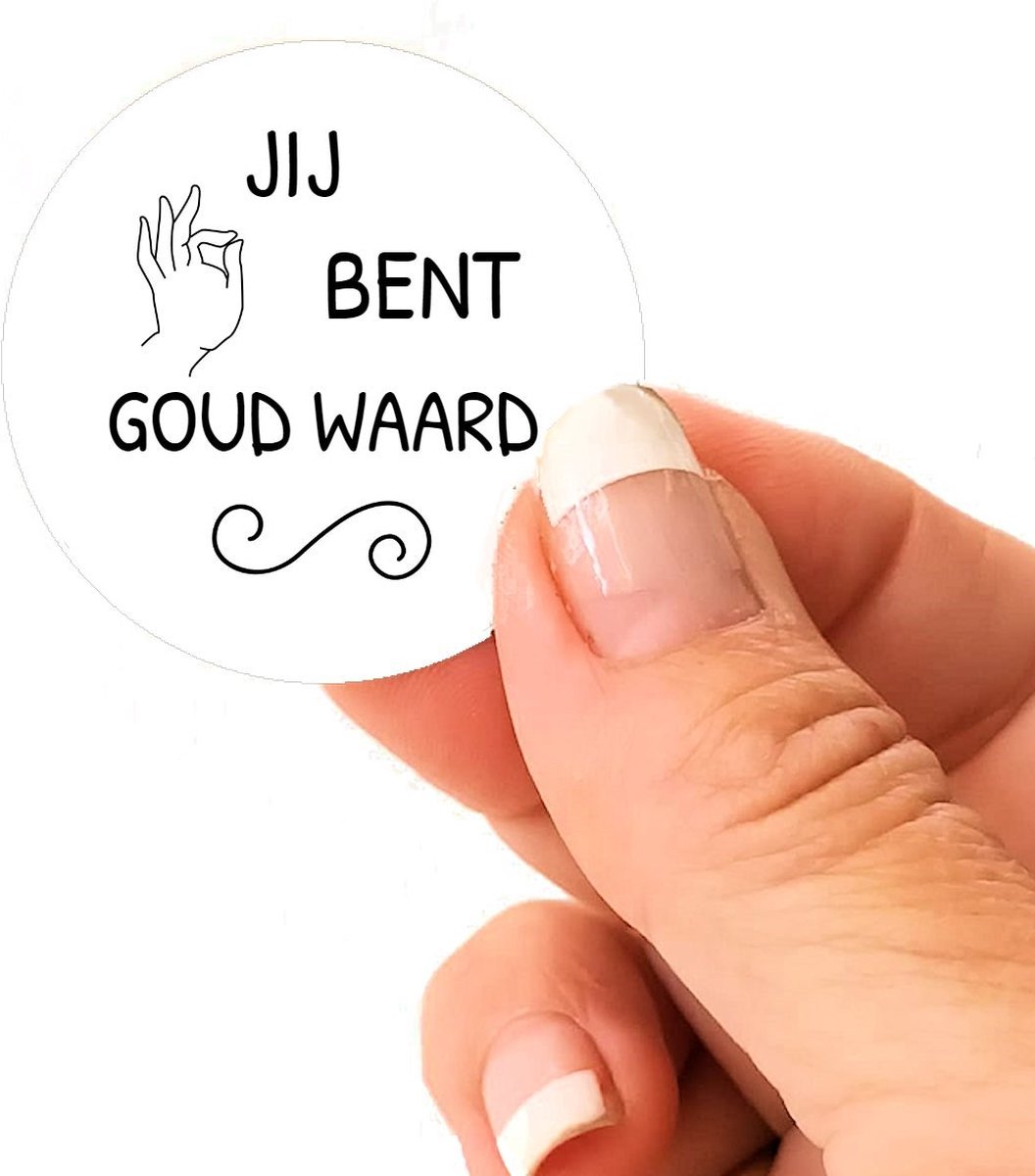 Witte Stickers - jij bent goud waard Ø40mm 48 stuks | Bedankt | bol