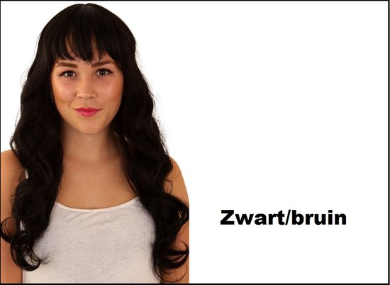Luxe pruik Indy zwart/bruin - wasbaar en verstelbare kap - Festival ...