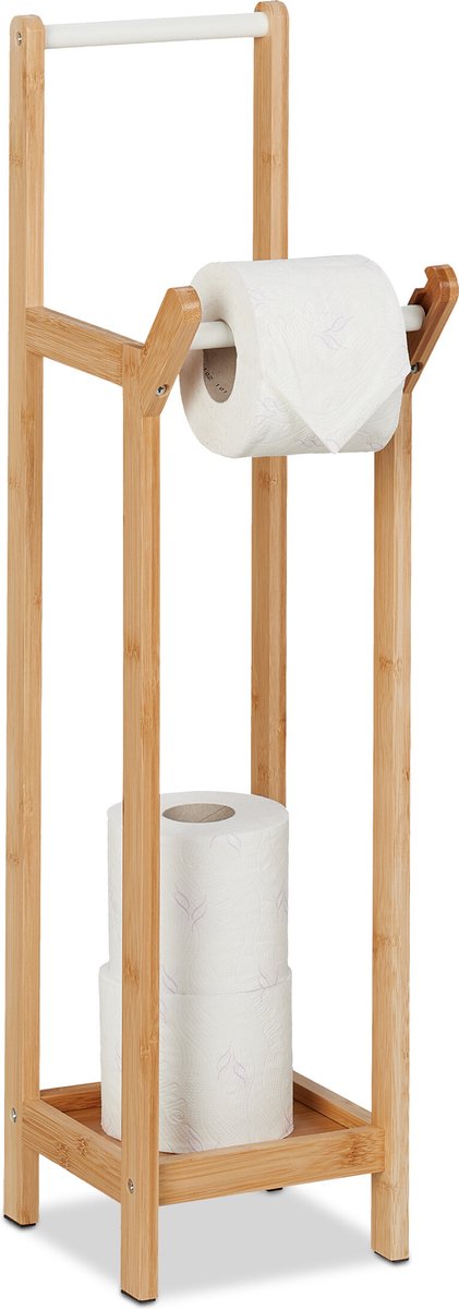 Relaxdays toiletrolhouder staand - wc rol houder - bamboe ...