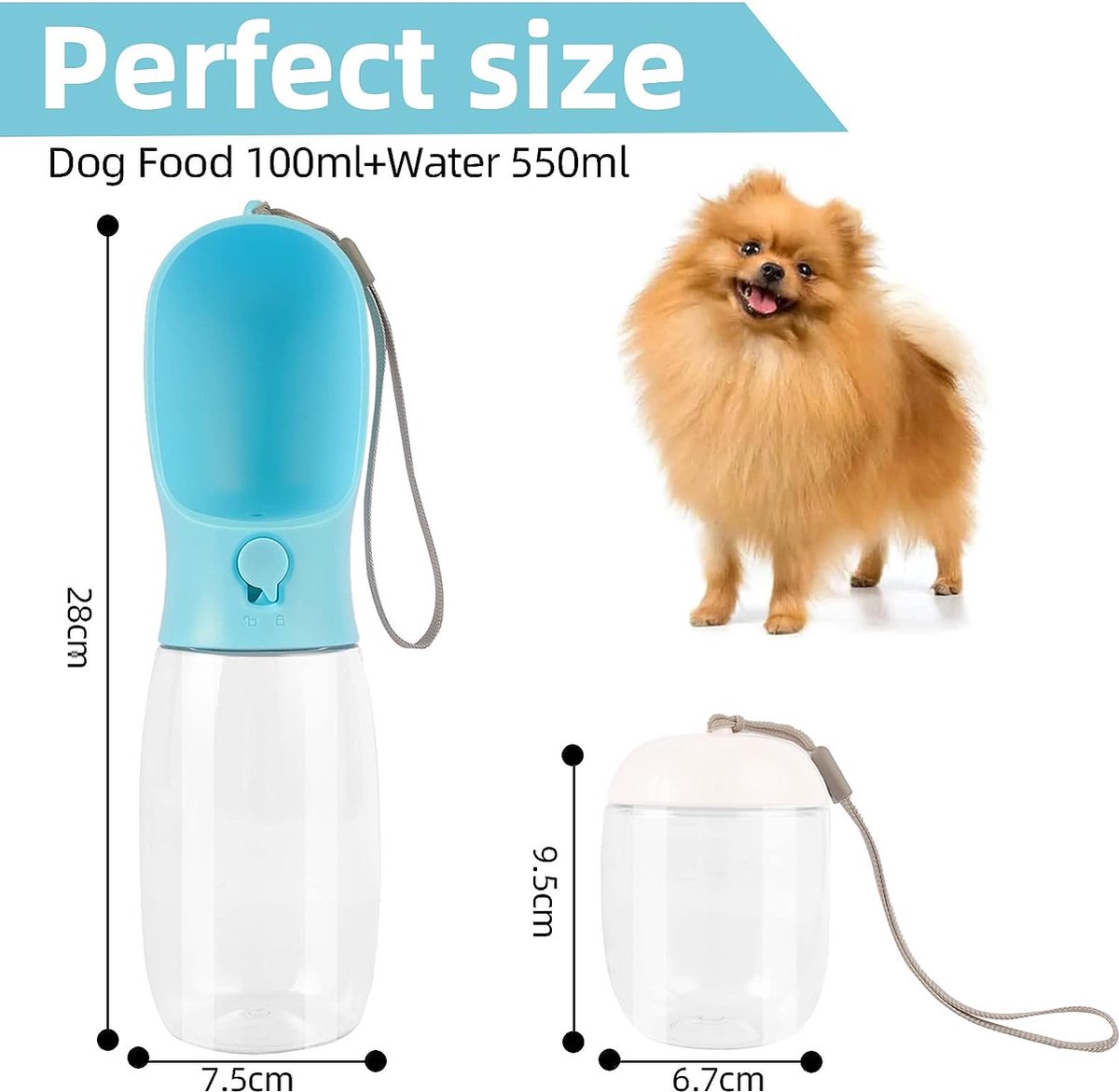 550 ml, drinkfles voor onderweg, BPA-vrij, draagbare lekvrije waterfles ...