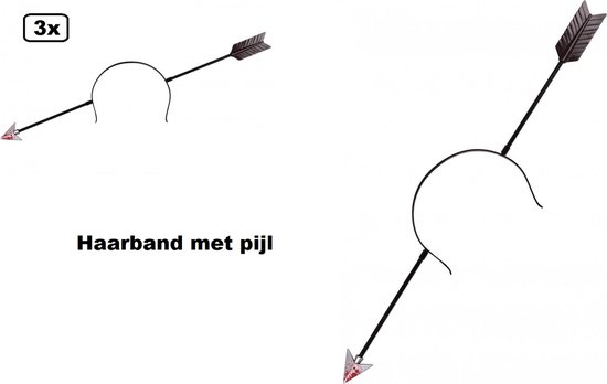 3x Haarband met pijl 43cm - Halloween pijl en boog thema feest party ...