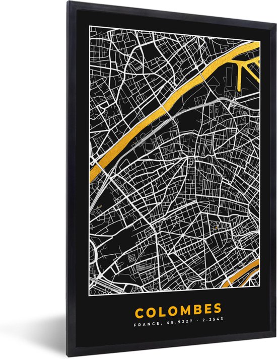 Fotolijst incl. Poster - Colombes - Stadskaart – Plattegrond – Kaart ...